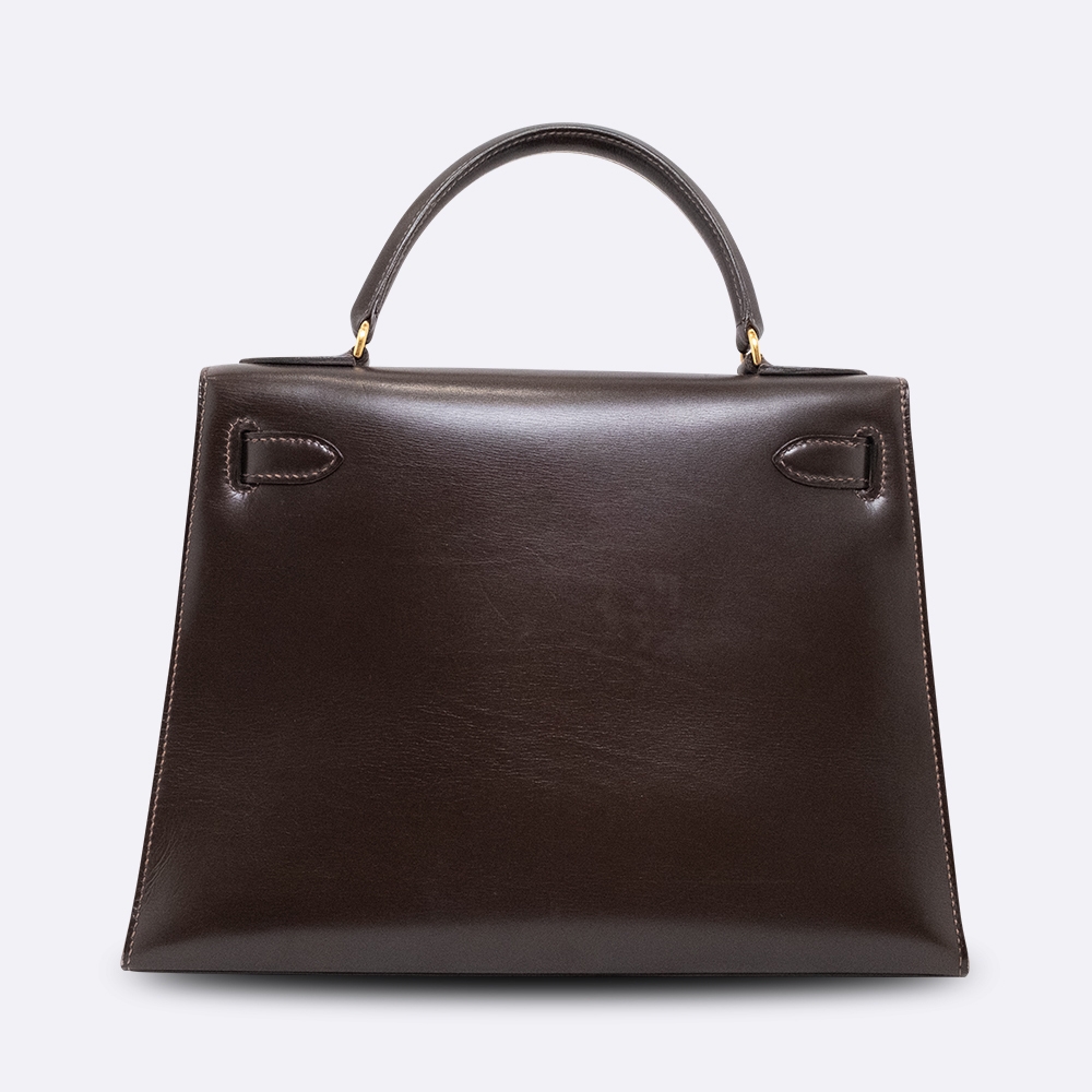 HERMES KELLY SELLIER 28 CHOCOLATE BOX CALF - BJ Luxury