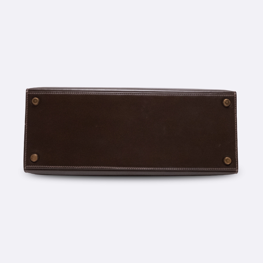 HERMES KELLY SELLIER 28 CHOCOLATE BOX CALF - BJ Luxury