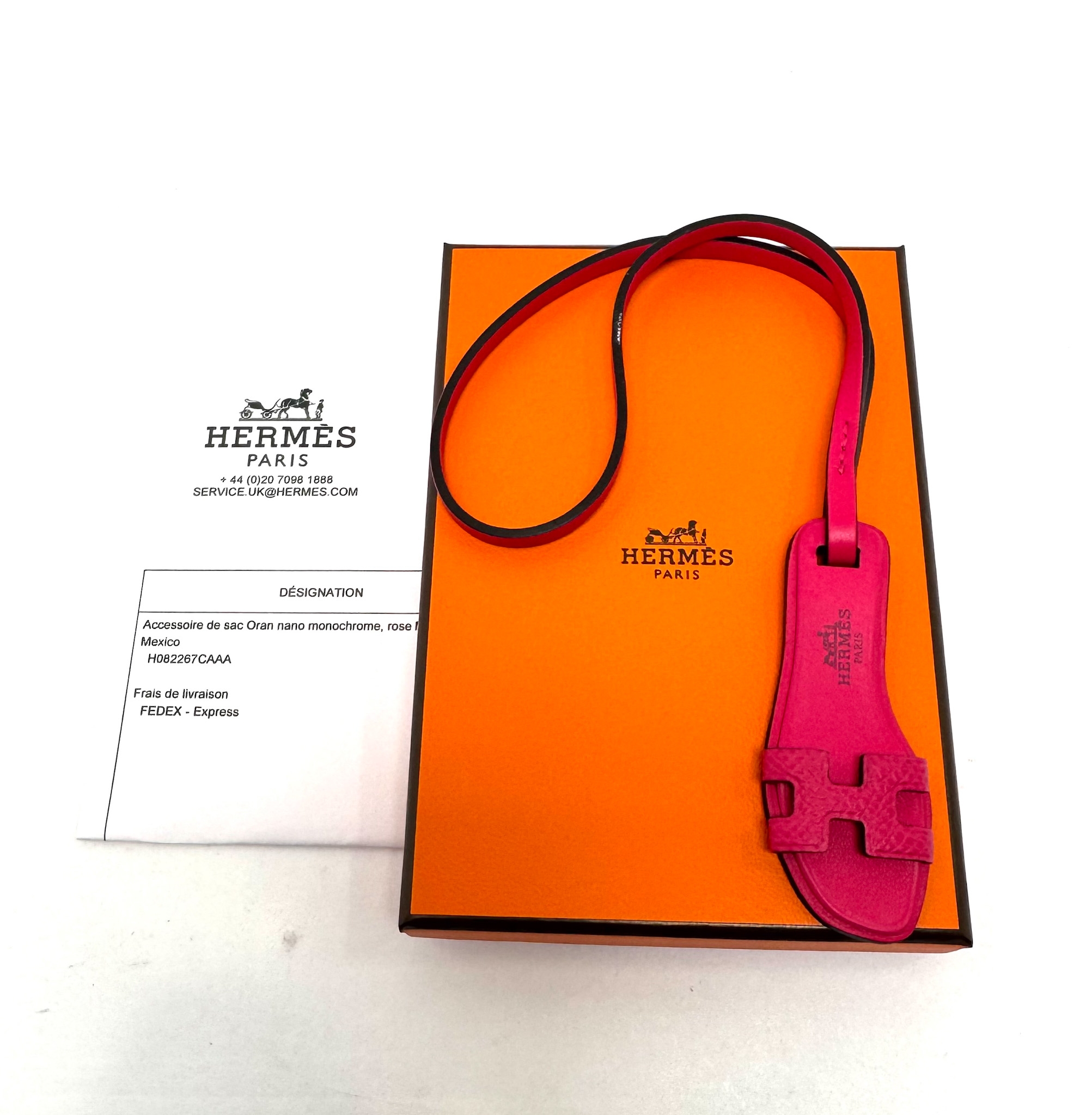 HERMES ORAN BAG CHARM ROSE MEXICO CALF - BJ Luxury